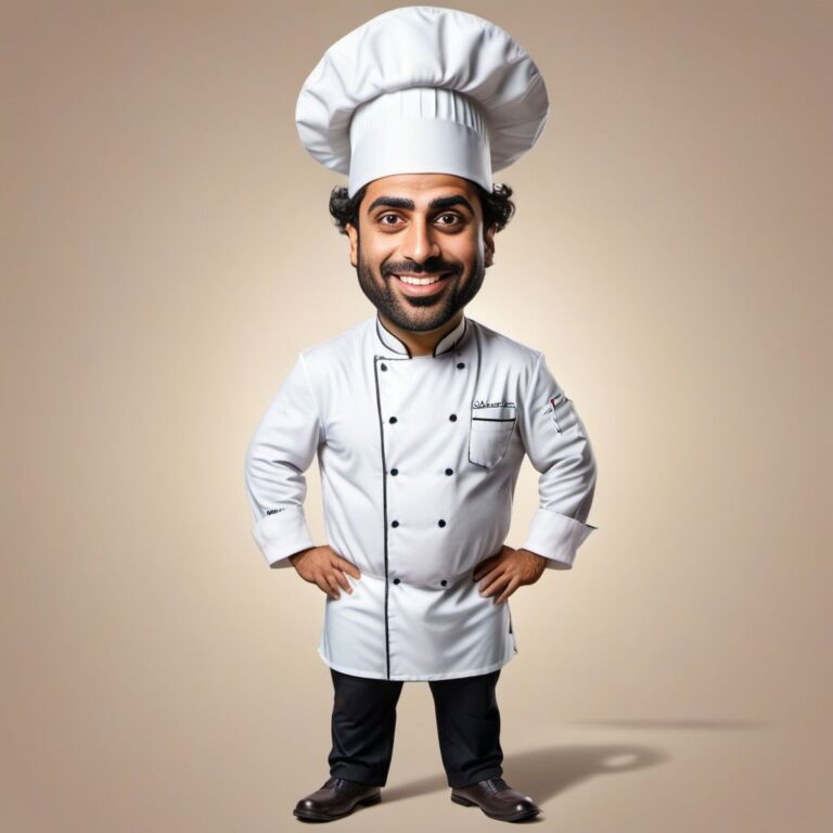 Full Body Caricature of a Young Middle-Eastern Chef | Pincel
