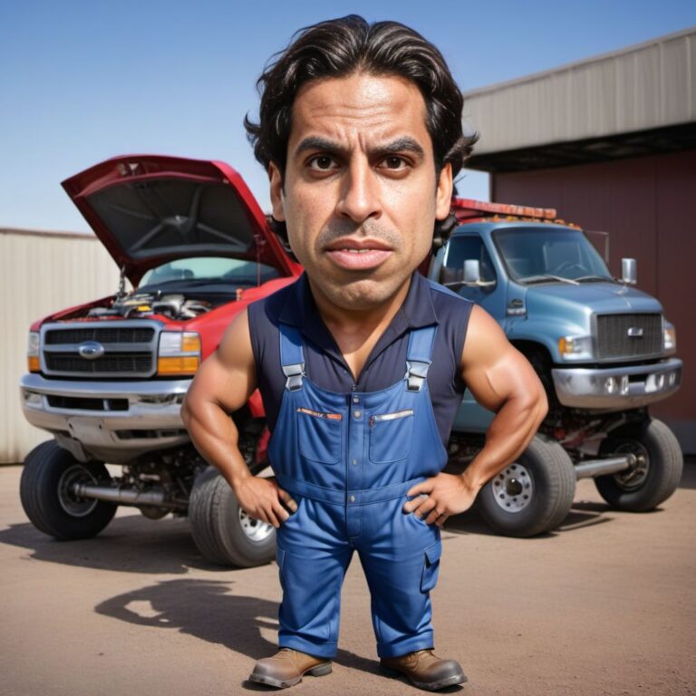 Caricature of a Young Hispanic Mechanic | Pincel