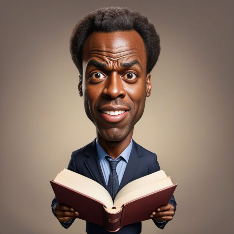 Young handsome Black man caricature as a teacher | Pincel
