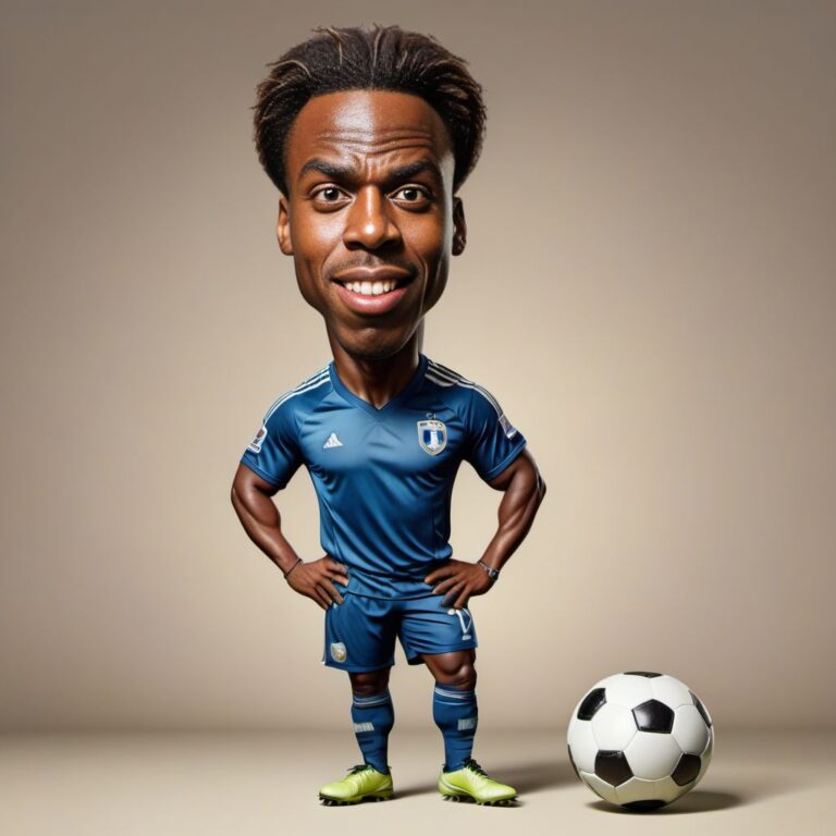 Caricature of a Young Handsome Black Man as a Soccer Player | Pincel