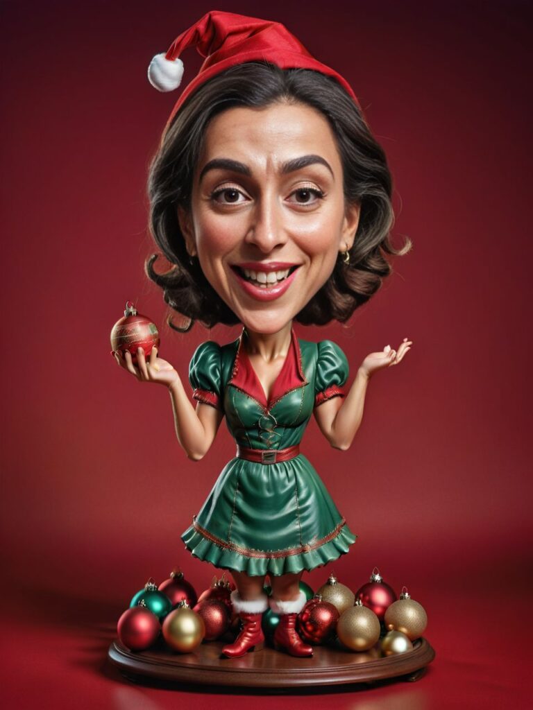 Young Turkish Woman Elf Painting Christmas Ornaments | Pincel