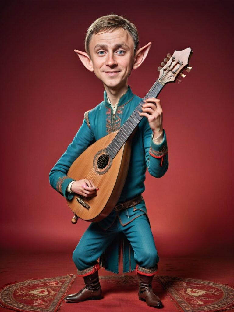 Young Ukrainian Male Elf Playing Balalaika | Pincel