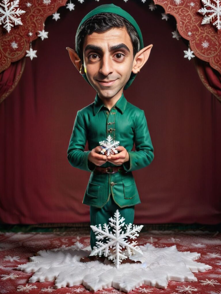 Young Iranian Male Elf Crafting Snowflake Mobile | Pincel