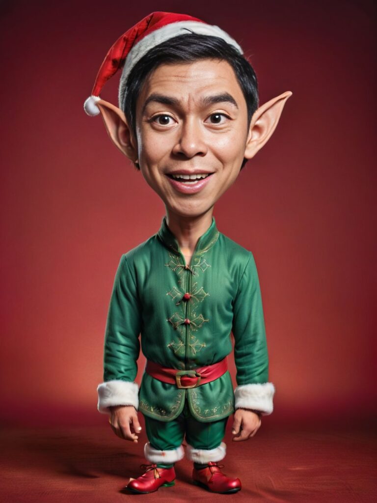 Adorable Asian Elf Caricature | Pincel