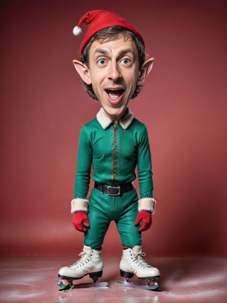 Caricature Elf Ice-Skating | Pincel