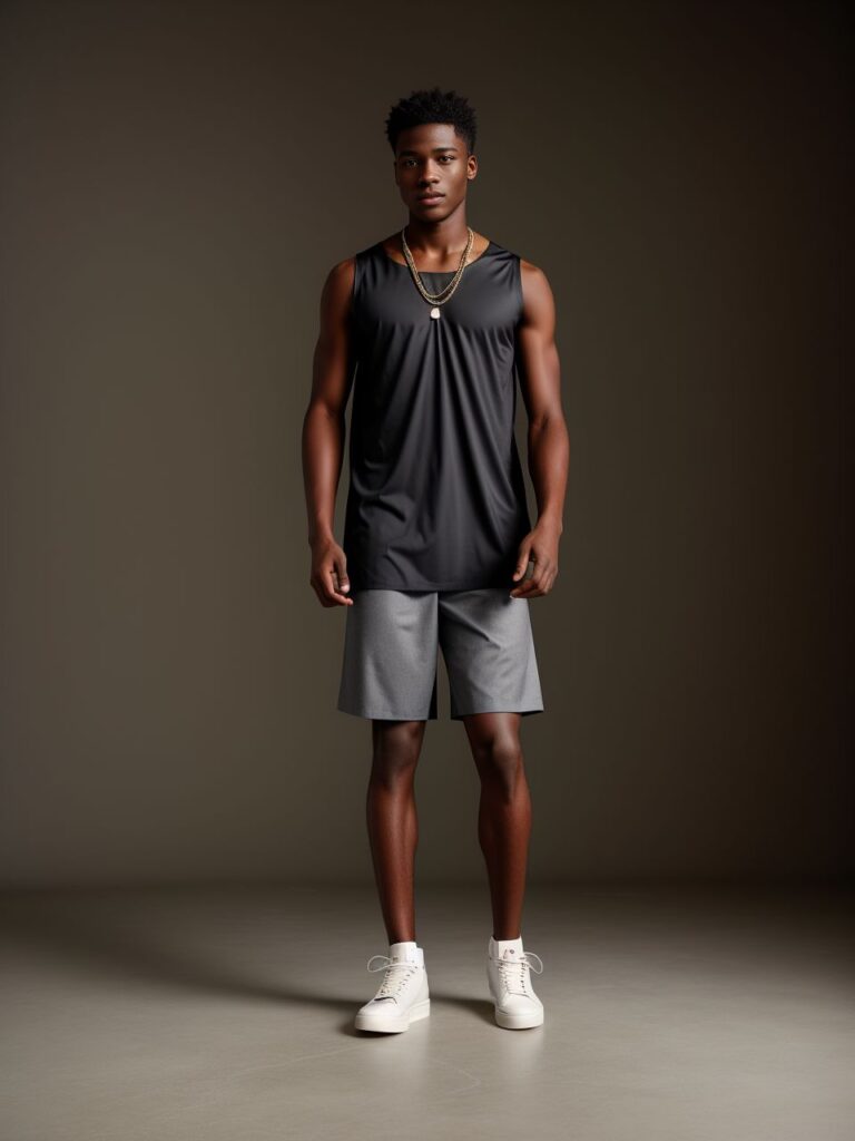 Young Black Man Modeling Against Gray Backdrop | Pincel