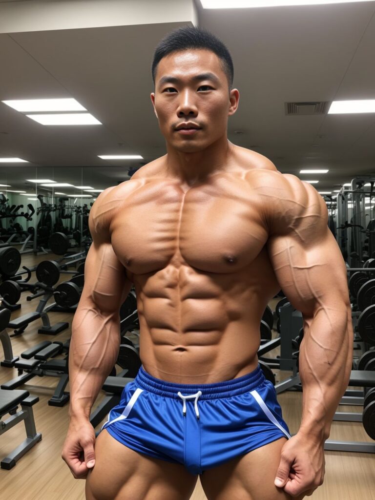 East Asian Bodybuilder in Gym | Pincel