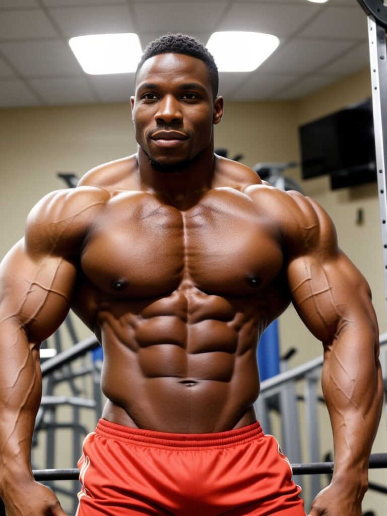 African American Bodybuilder in Fitness Studio | Pincel