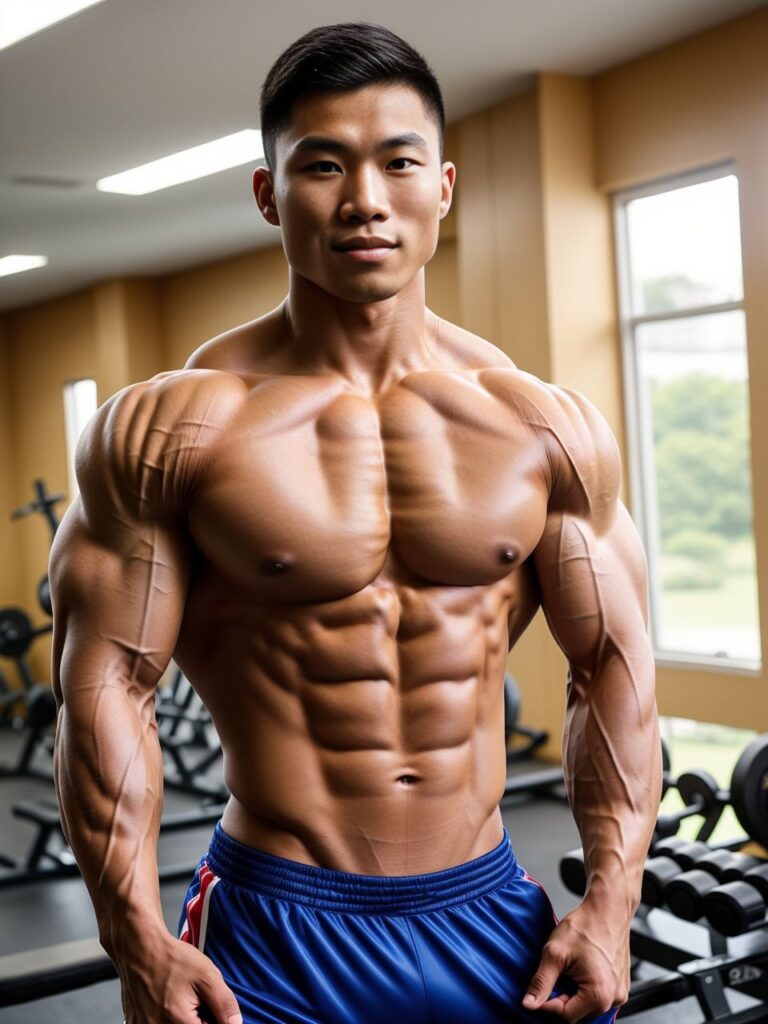 Young East Asian Bodybuilder in a Gym | Pincel