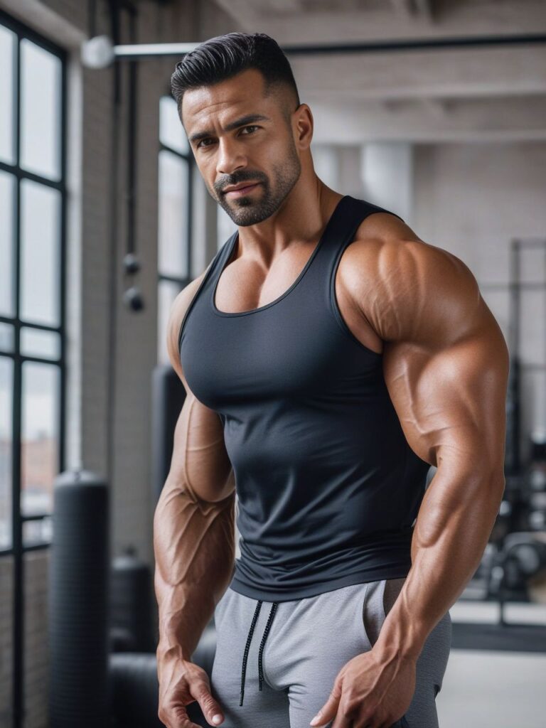 Muscular Hispanic Man in Modern Loft Apartment | Pincel