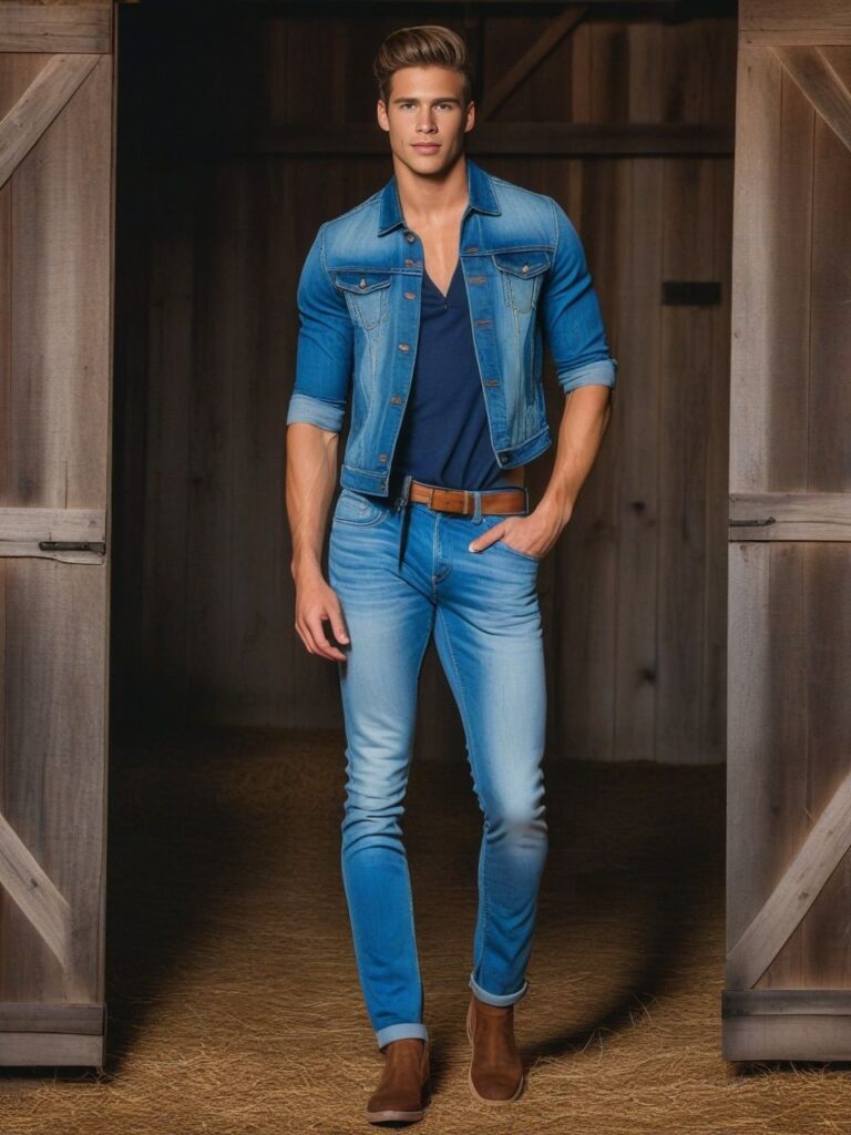 Cool and Collected: A Young Male Instagram Model in a Trendy Denim ...