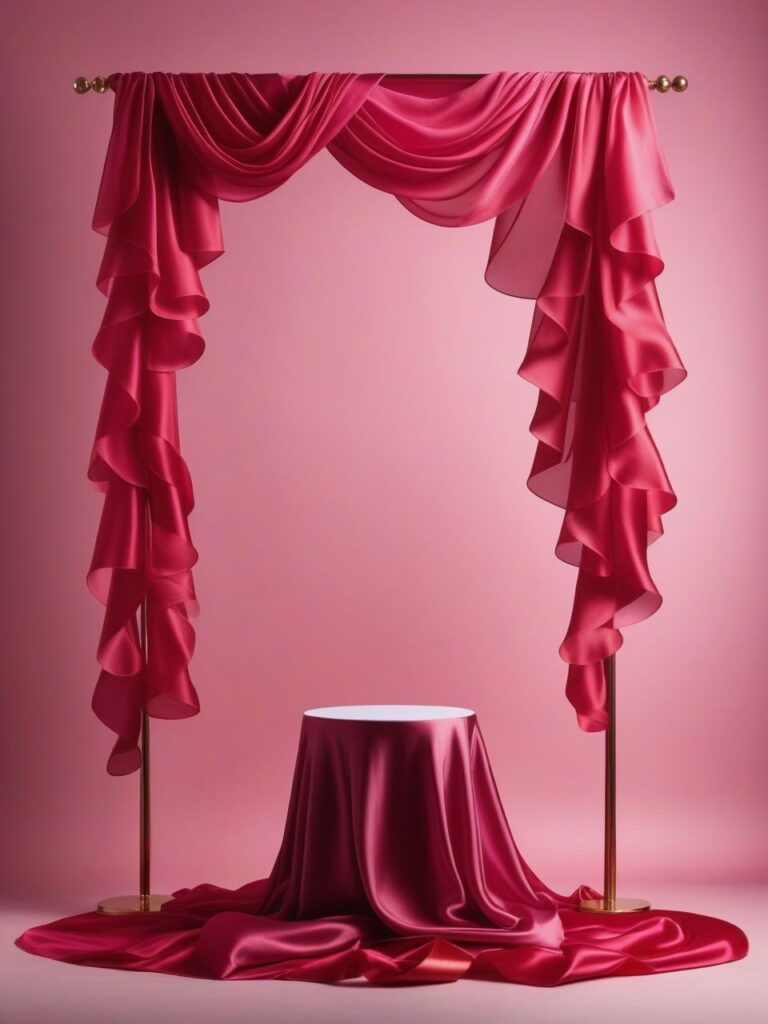 Red and Pink Silk Ribbons Backdrop | Pincel