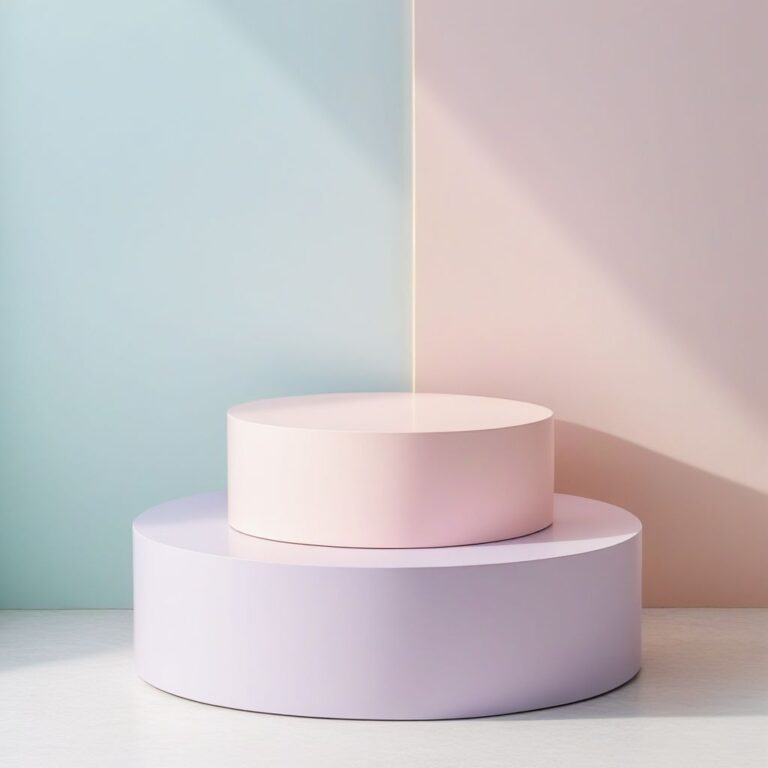 Pastel Colored Step Pedestal in Light Airy Room | Pincel