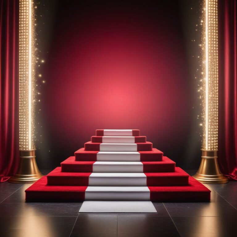 Red Carpet Pedestal with Paparazzi Flash Backdrop | Pincel