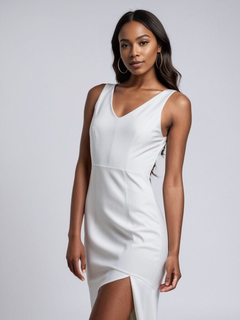 Elegant White Dress Apparel Model | Pincel