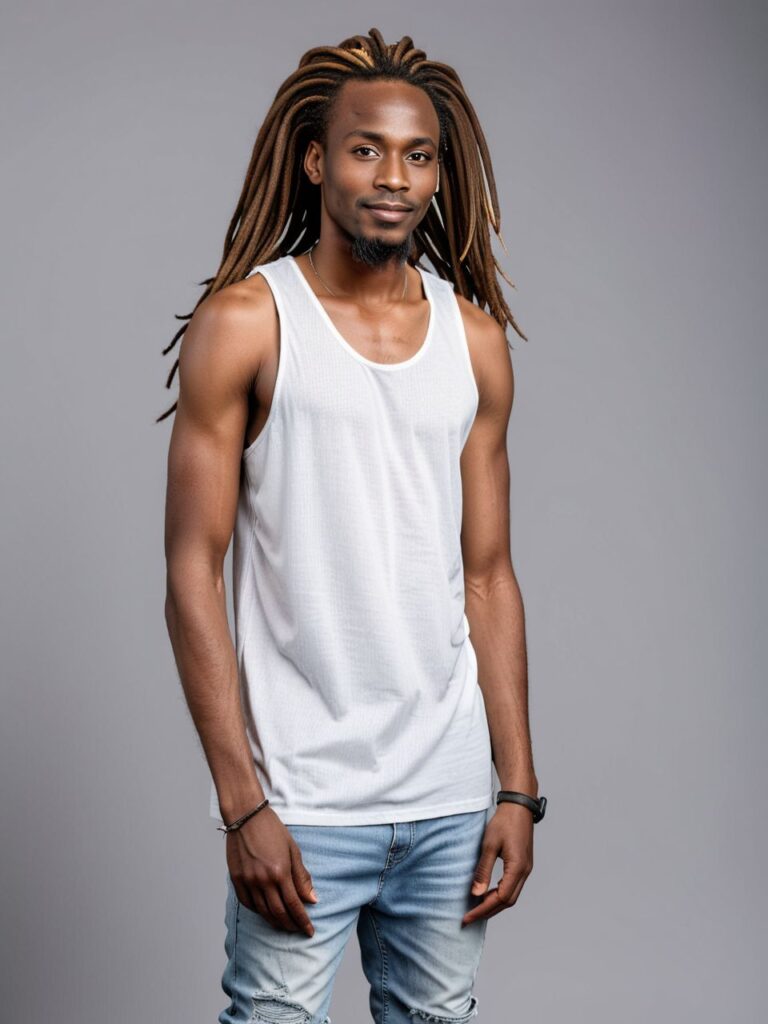 Confident East African Man in White Tank Top model | Pincel