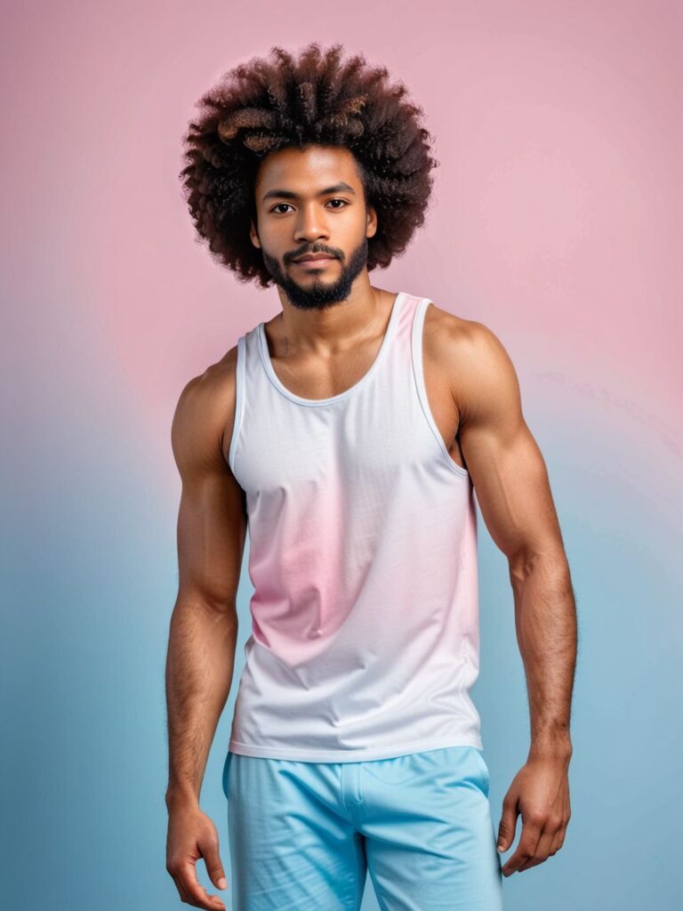 Stylish Afro-Caribbean Man in White Tank Top model | Pincel