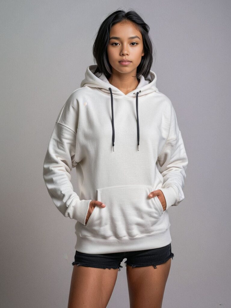 Professional Modeling in White Hoodie | Pincel