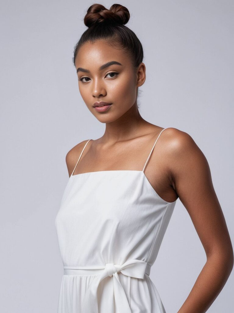 Elegant White Dress Apparel Model | Pincel