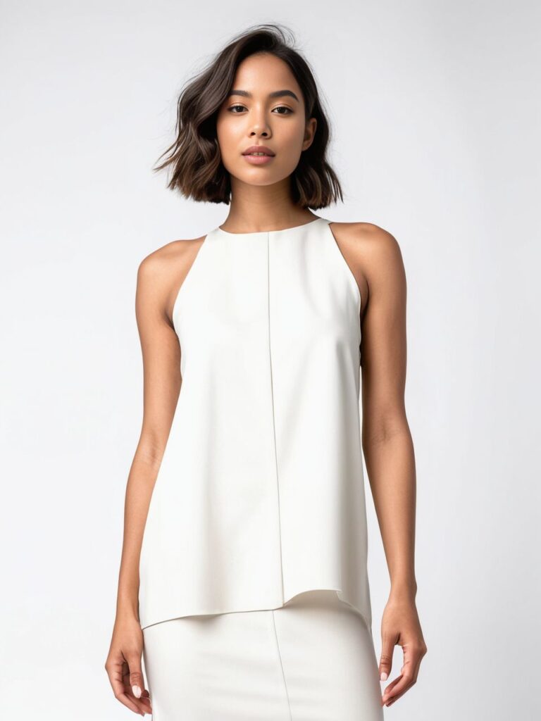 Elegant White Dress Apparel Model Portrait | Pincel