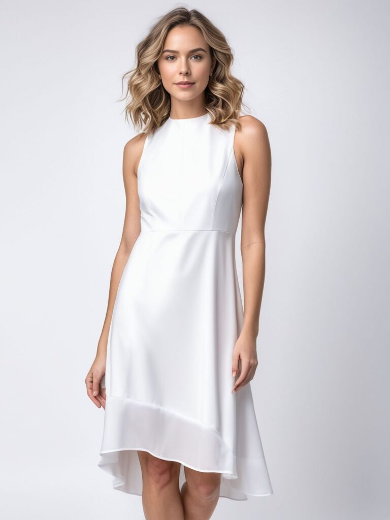 Elegant White Dress model: Captivating Fashion Pose | Pincel