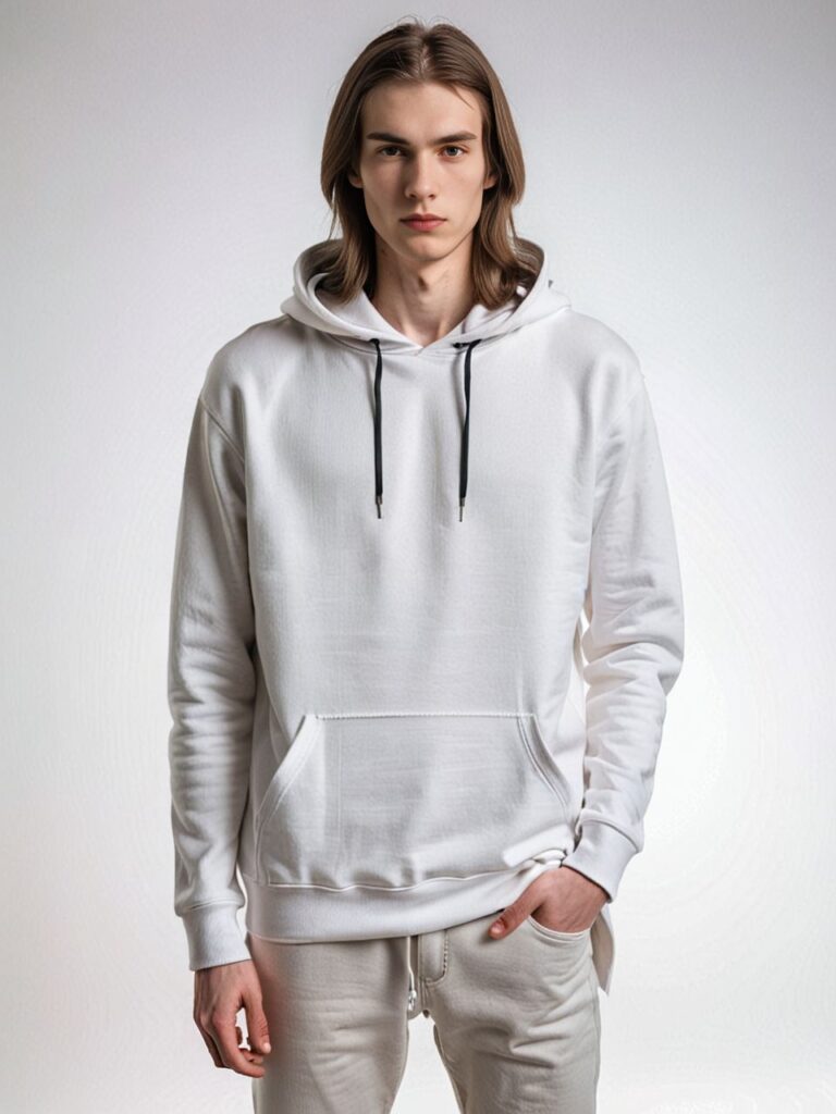 Professional White Hoodie Apparel Modeling | Pincel