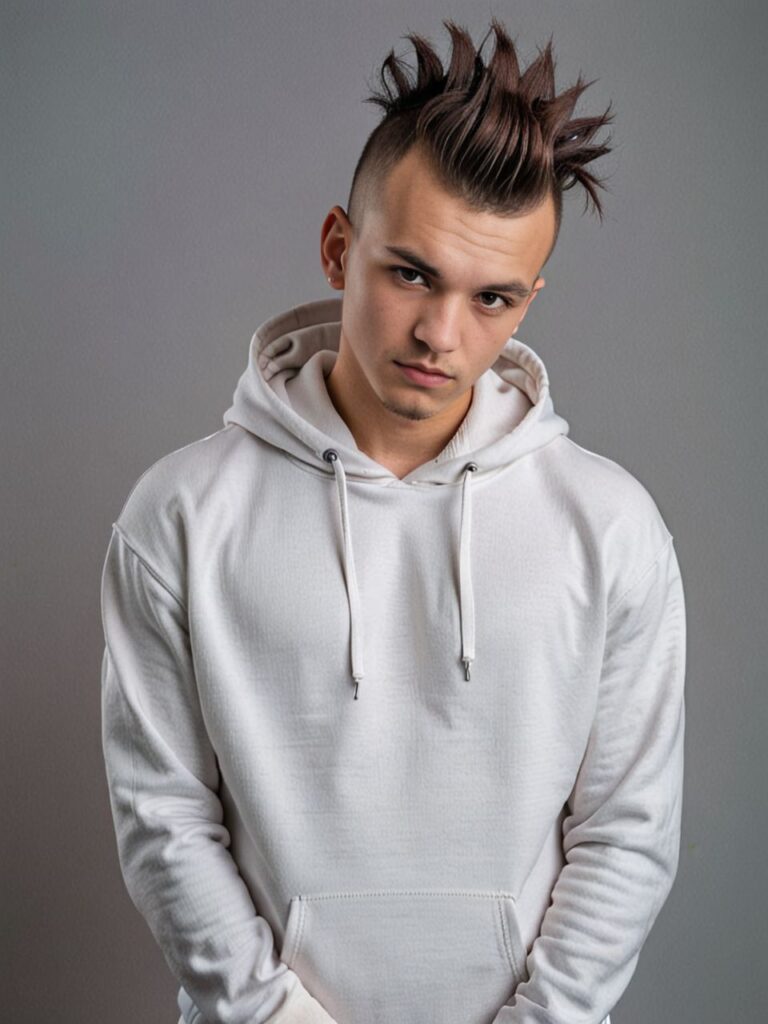 Confident Young Man in White Hoodie – Professional Model Pose | Pincel