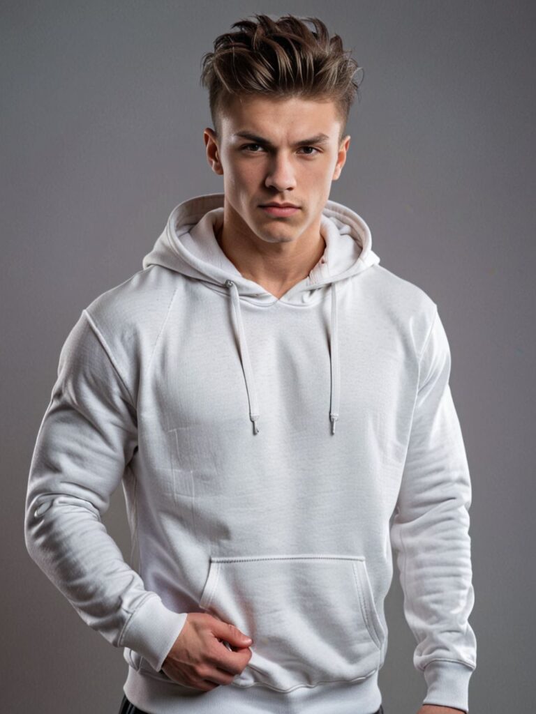Professional Male Model in White Hoodie | Pincel