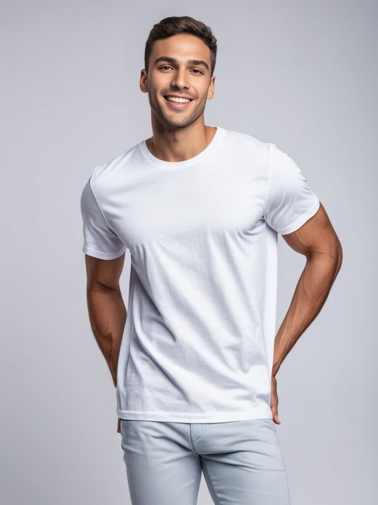 Bronze-skinned Man in White T-Shirt | Pincel
