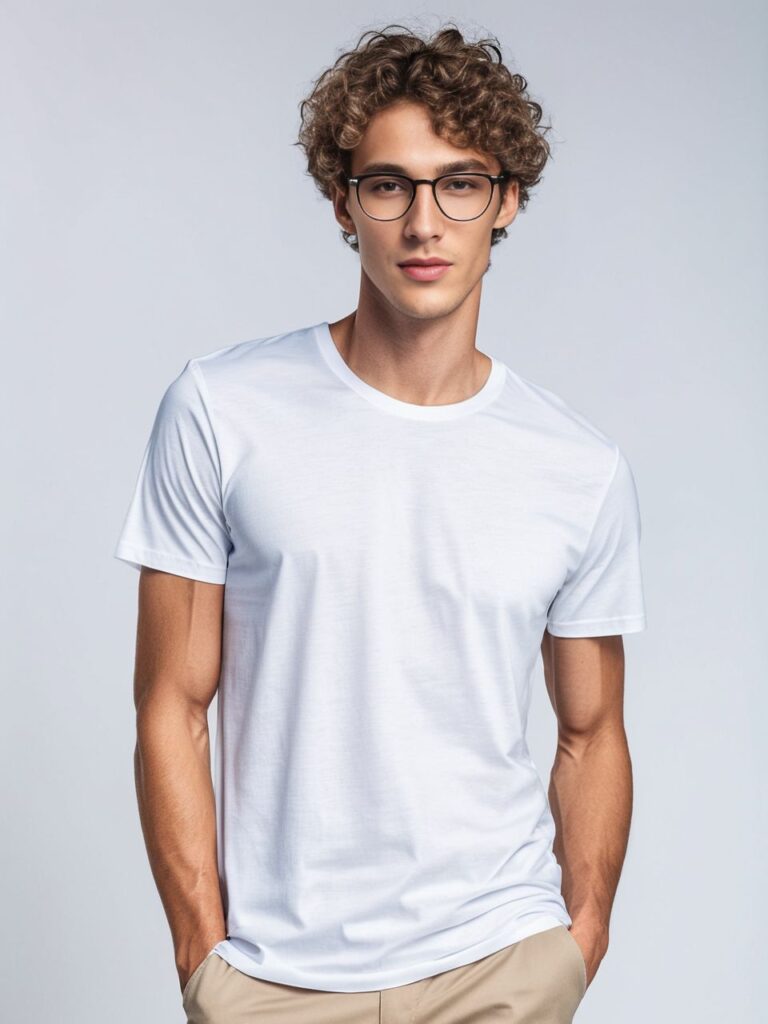 Stylish Male Model in White T-Shirt: Shirt Showcase | Pincel