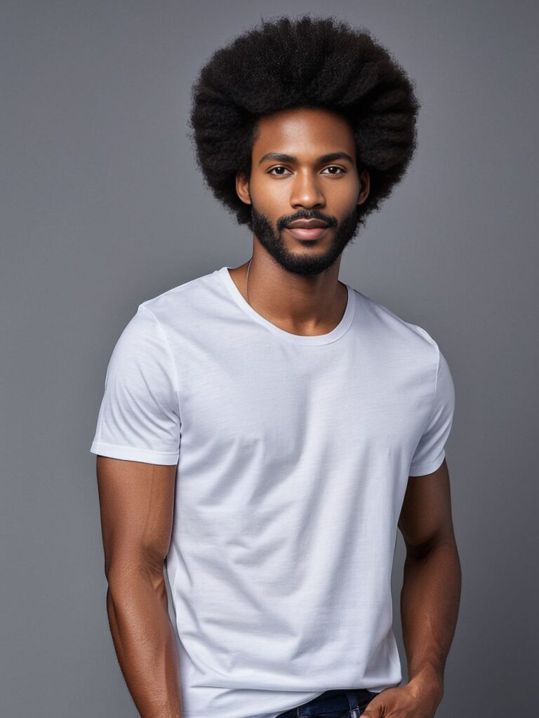 Stylish Apparel Model in White T-Shirt | Pincel