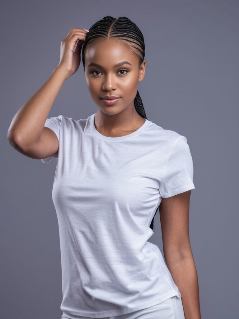 Stylish White T-Shirt: Woman Apparel Model Showcase | Pincel