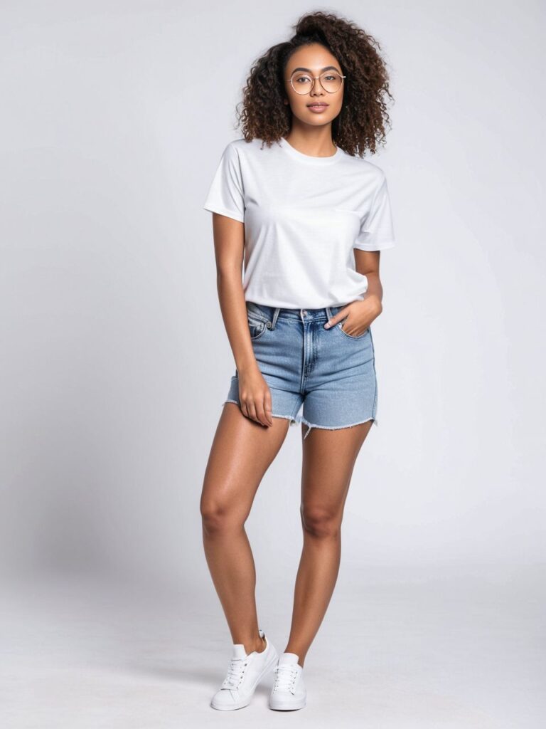 Young Woman in White T-Shirt model – Apparel Model Portrait | Pincel