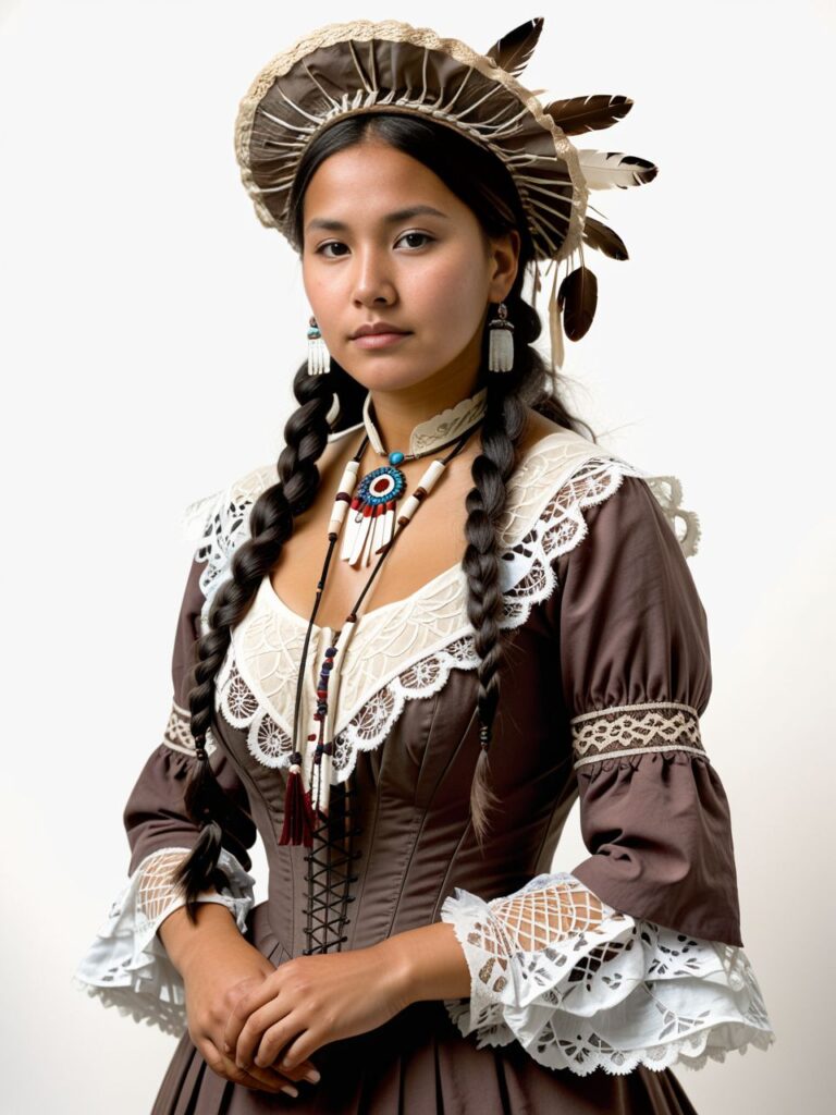 Victorian Inspired Portrait of a Young Native American Woman | Pincel
