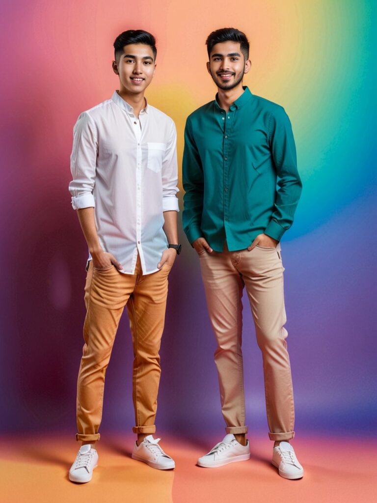 Diverse Young Men in Vibrant Background | Pincel