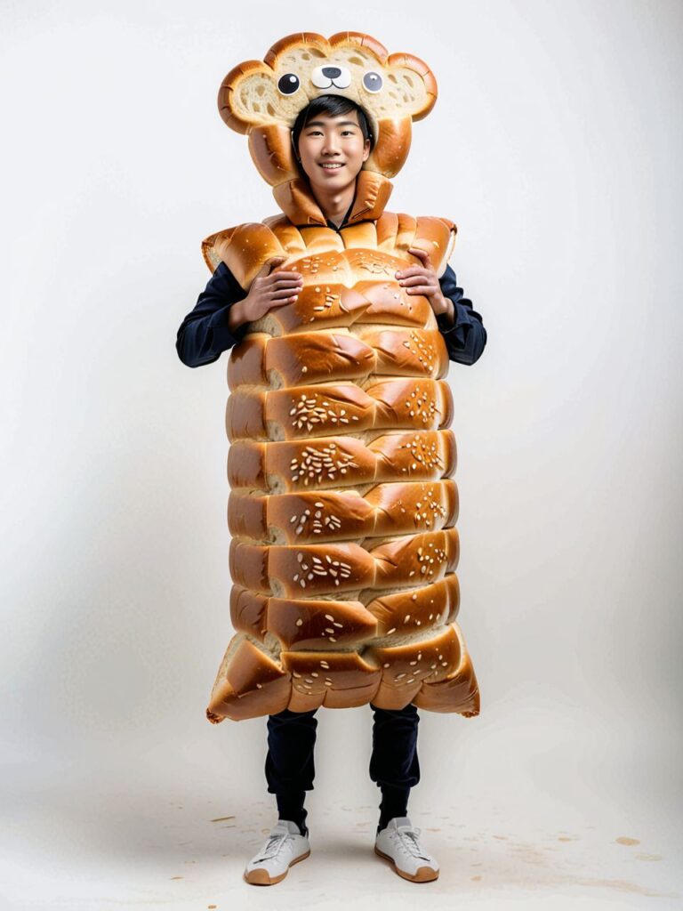 Young Man in Loaf of Bread Costume | Pincel