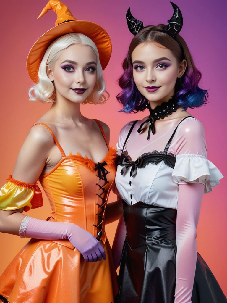 Elegant Halloween Duo: A Captivating Portrait | Pincel