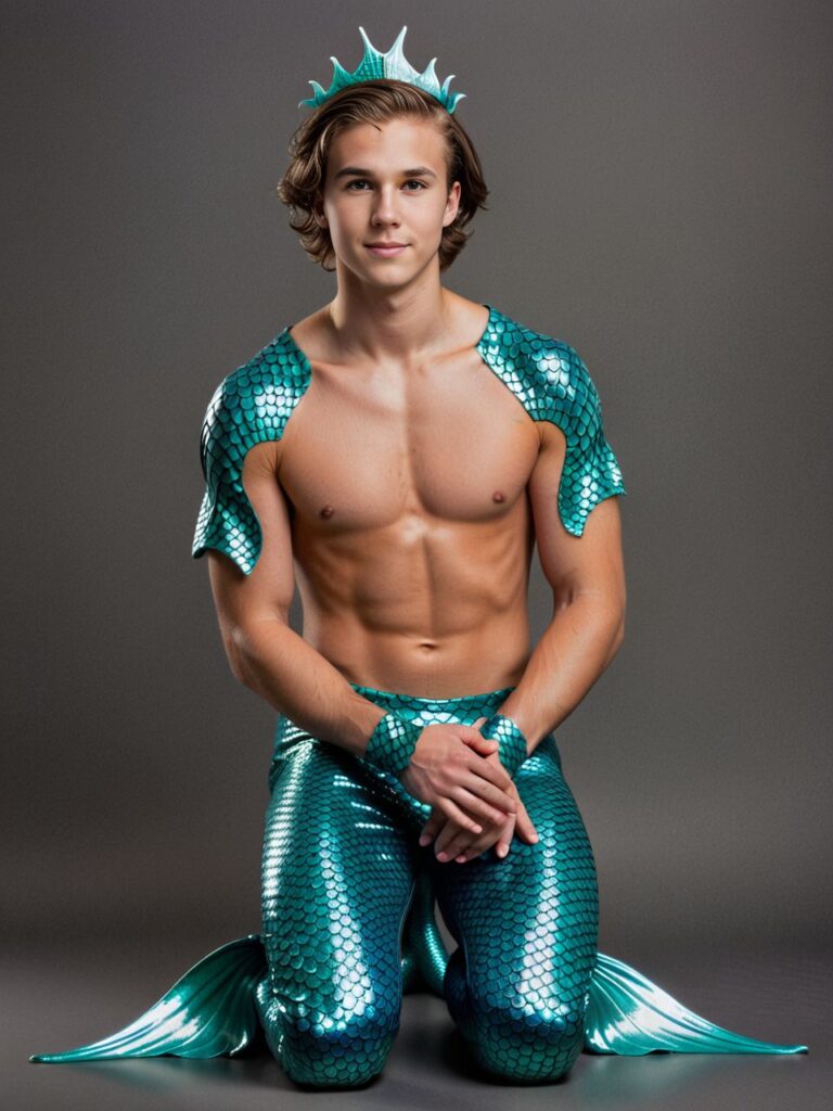 Mermaid Man Sitting in Costume | Pincel