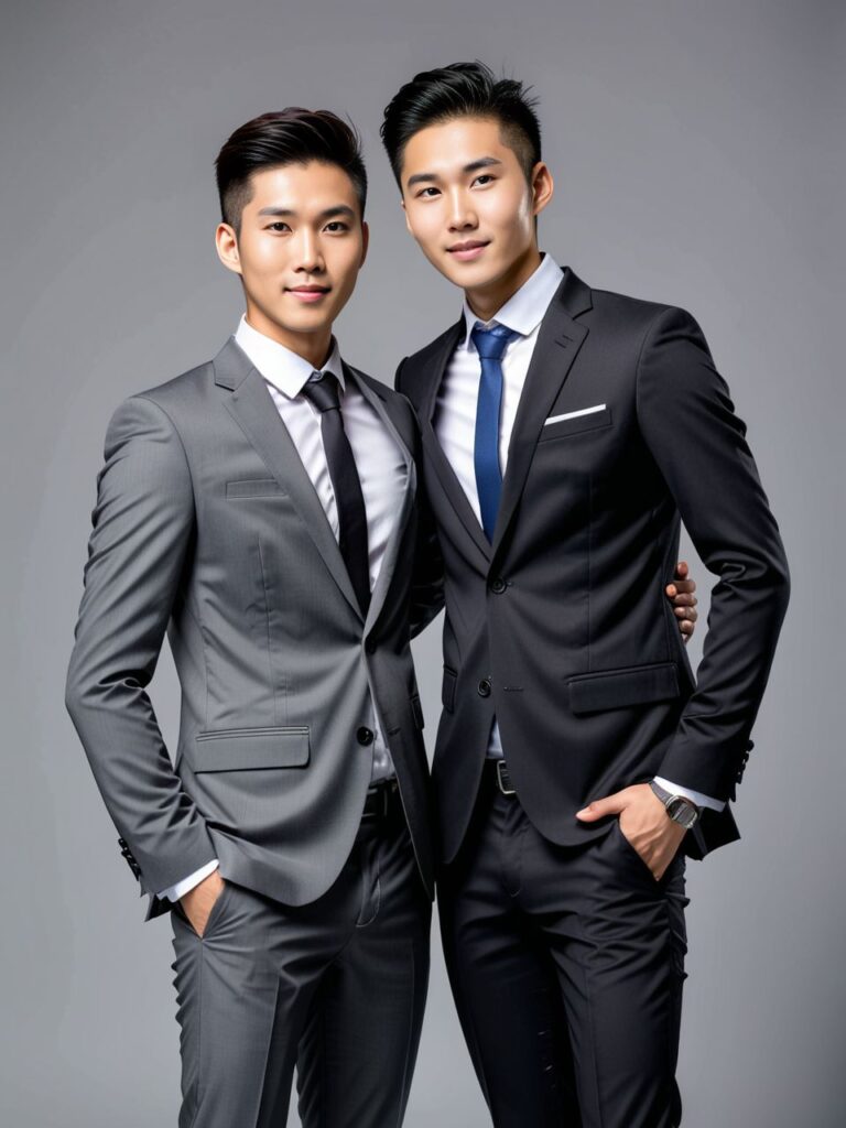Dynamic Duo: Two Asian Men in Business Suits | Pincel