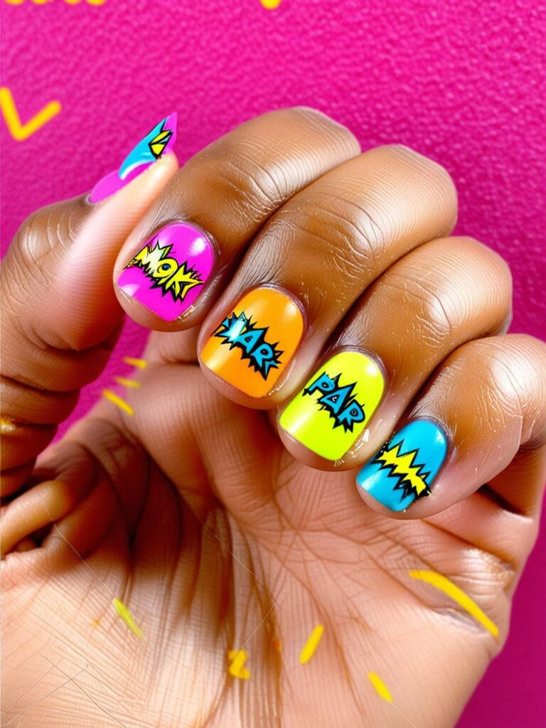 Neon Pop Art Nail Design | Pincel