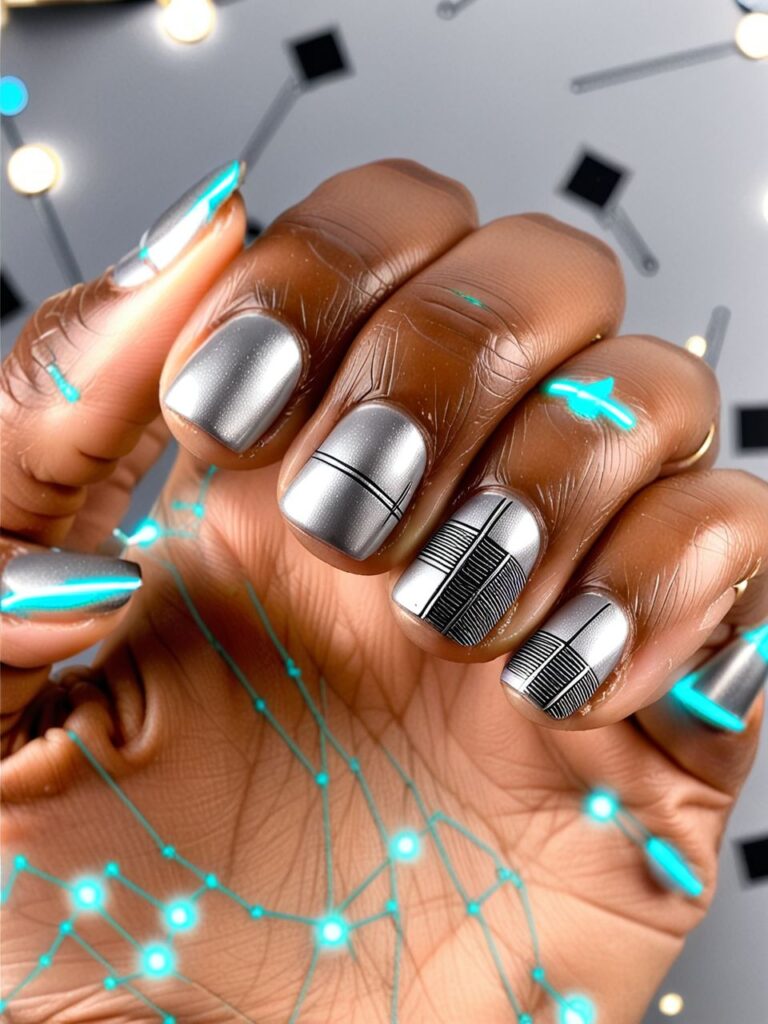 Tech-Inspired Circuitry Nail Art | Pincel