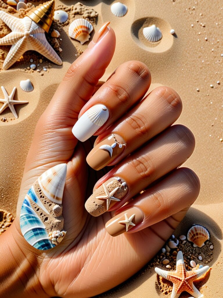 Sandy Beach Summer Nails and Sandcastle | Pincel