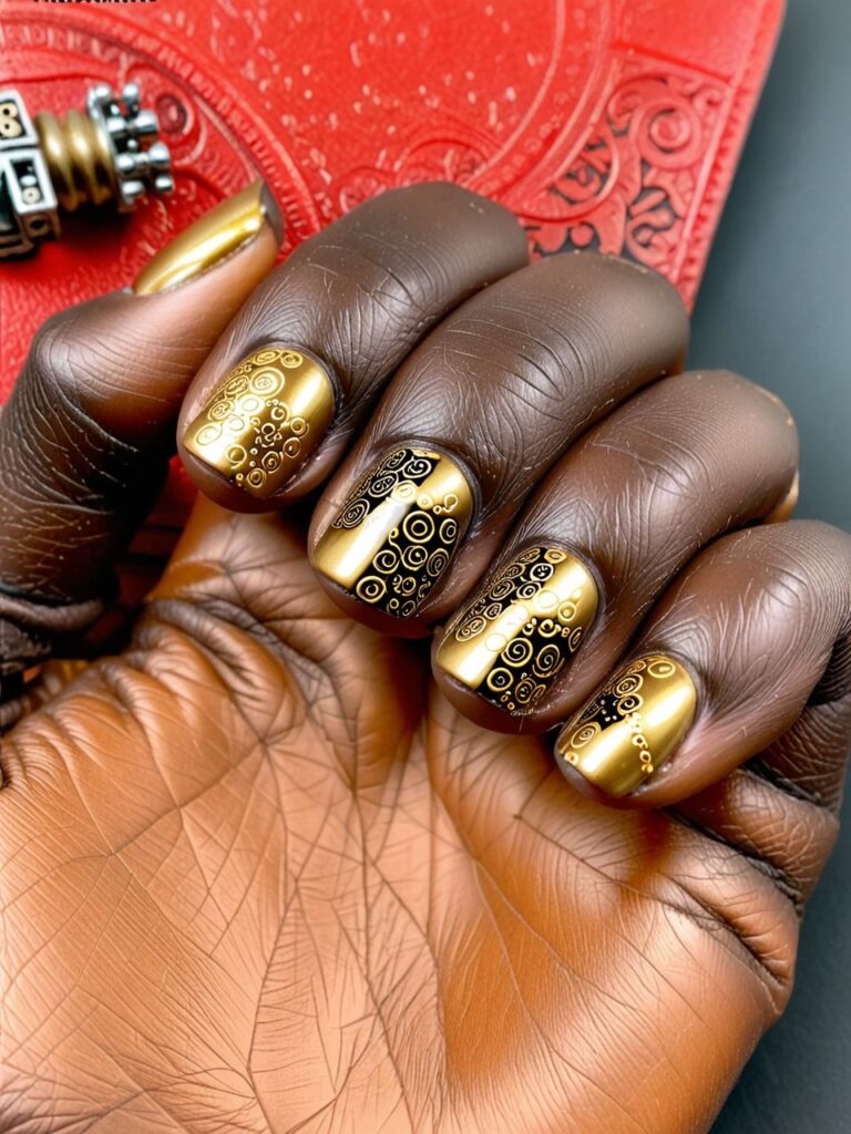 Intricate Mechanical Gears Nail Art on Square Nails | Pincel