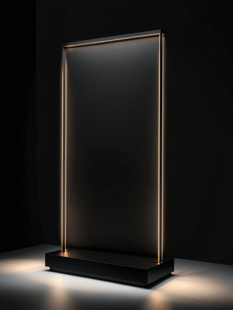 Elegant Minimalist Black Stand with Subtle Lighting | Pincel