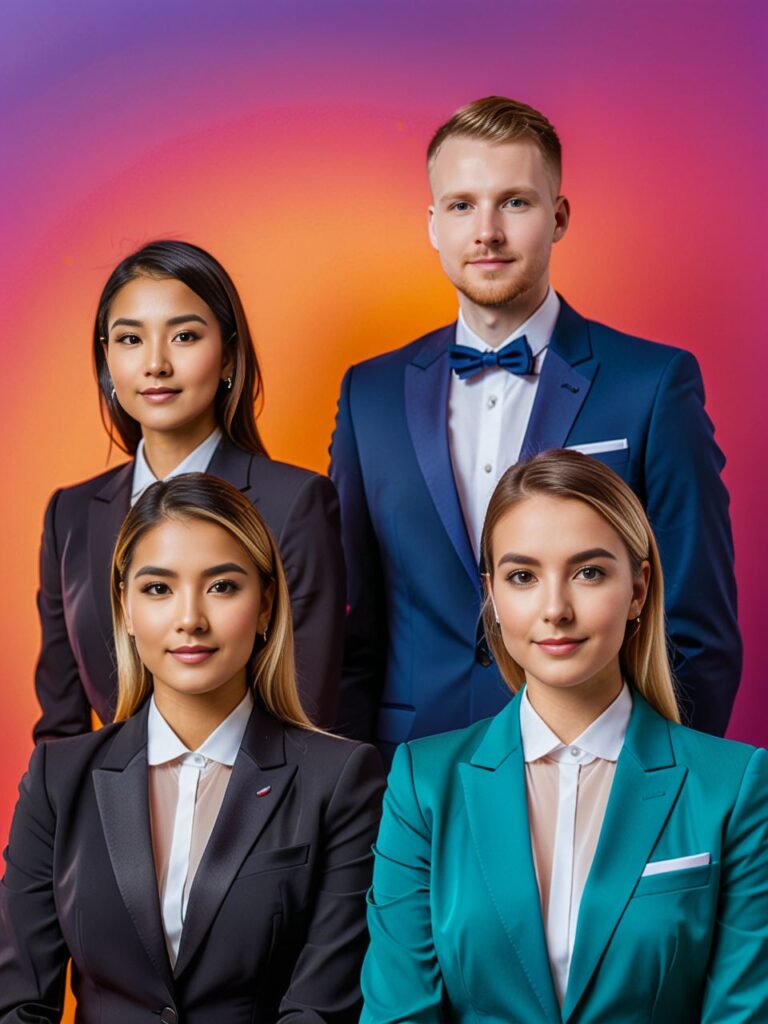 Vibrant Team Portrait on Gradient Background | Pincel