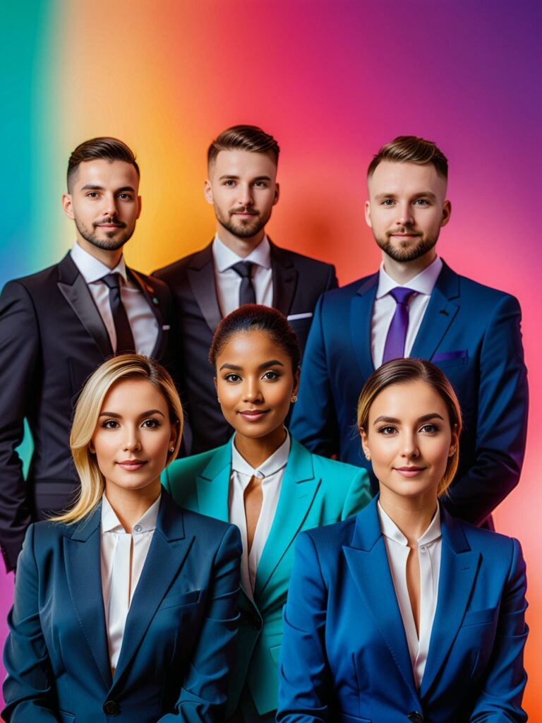 Colorful Team Portrait on Gradient Background | Pincel