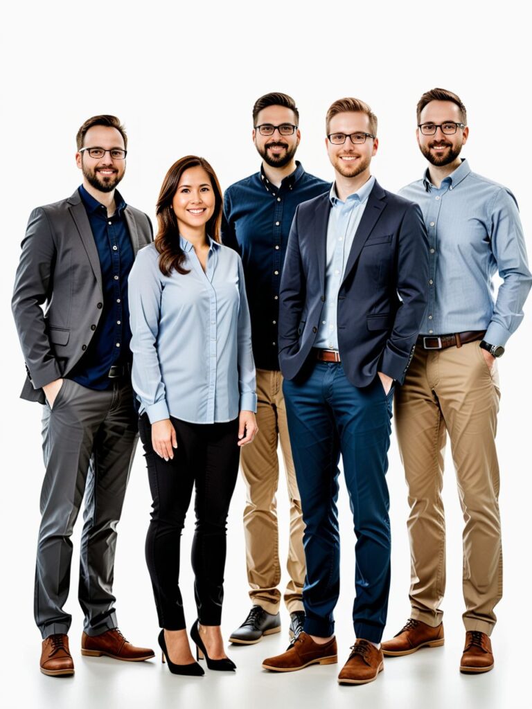 Diverse Tech Team in Smart Casual Attire on White Background | Pincel