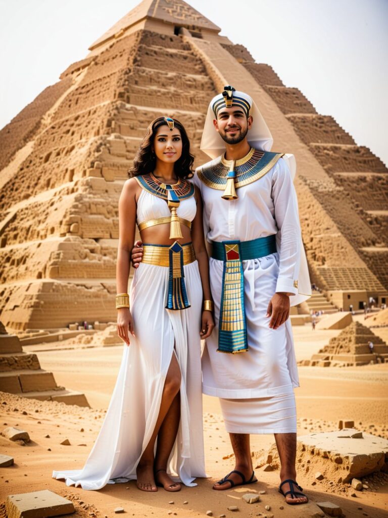Ancient Egyptian Couple Portrait by the Pyramid | Pincel