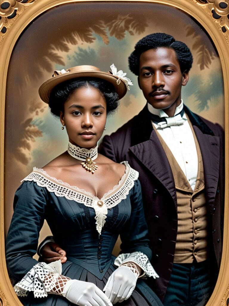 Vintage African American Couple in 19th Century Attire | Pincel