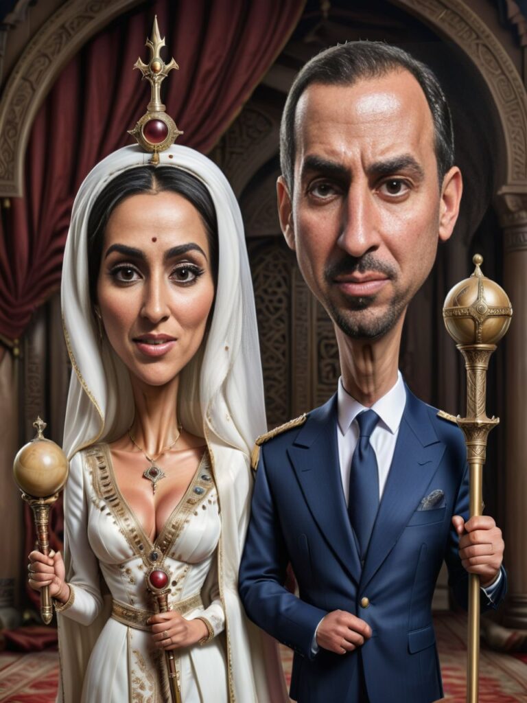 Middle Eastern Royal Couple Caricature Portrait | Pincel